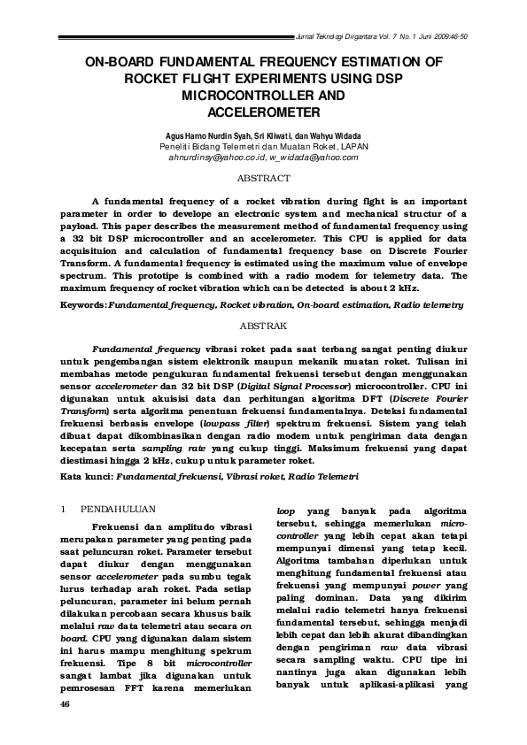 (PDF) On-Board Fundamental Frequency Estimation of Rocket Flight Experiments Using DSP ...