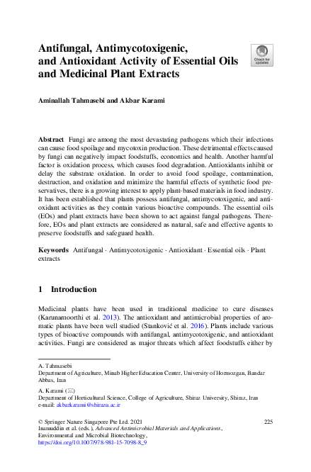 (PDF) Antifungal, Antimycotoxigenic, and Antioxidant Activity of Essential Oils and Medicinal ...