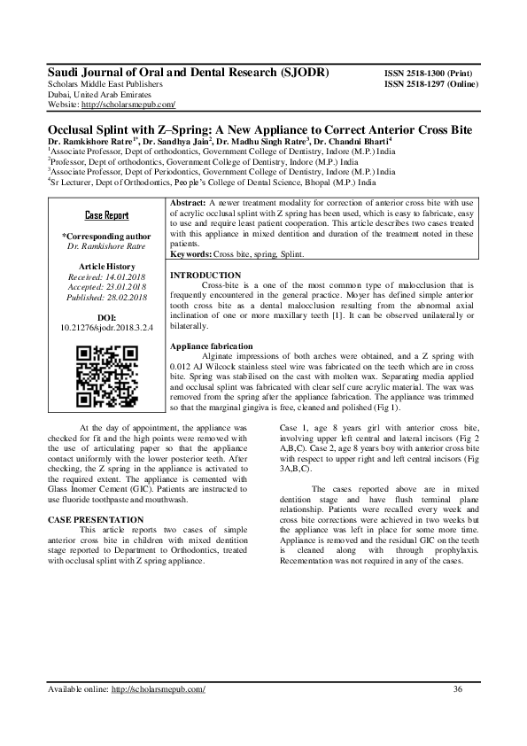 (PDF) Occlusal Splint with Z–Spring: A New Appliance to Correct ...