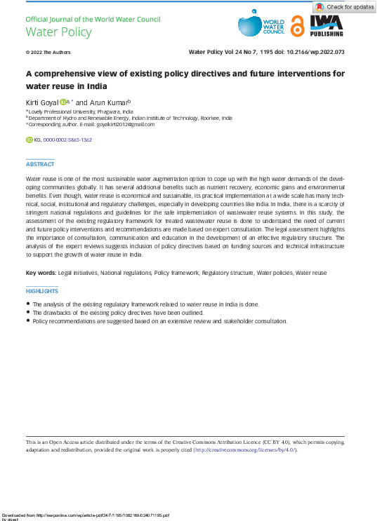 (PDF) A comprehensive view of existing policy directives and future ...