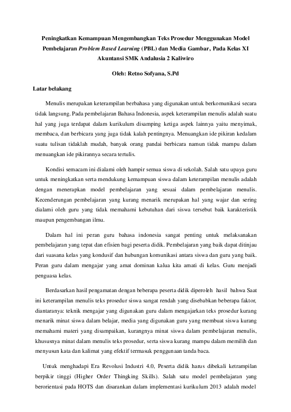 (PDF) Peningkatkan Kemampuan Mengembangkan Teks Prosedur Menggunakan ...