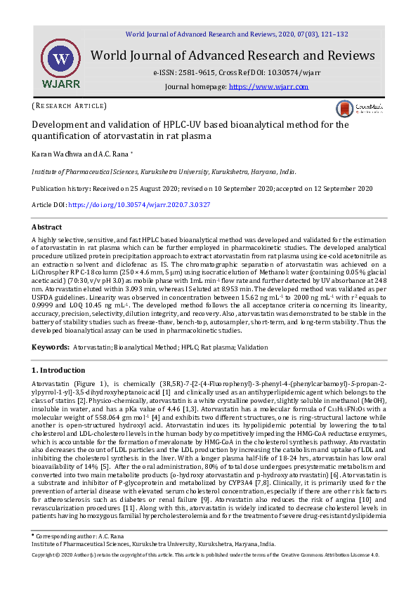 (PDF) Development and validation of HPLC-UV based bioanalytical method for the quantification of ...