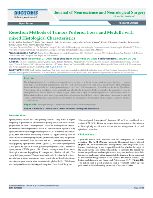 (PDF) Resection Methods of Tumors Posterior Fossa and Medulla with ...