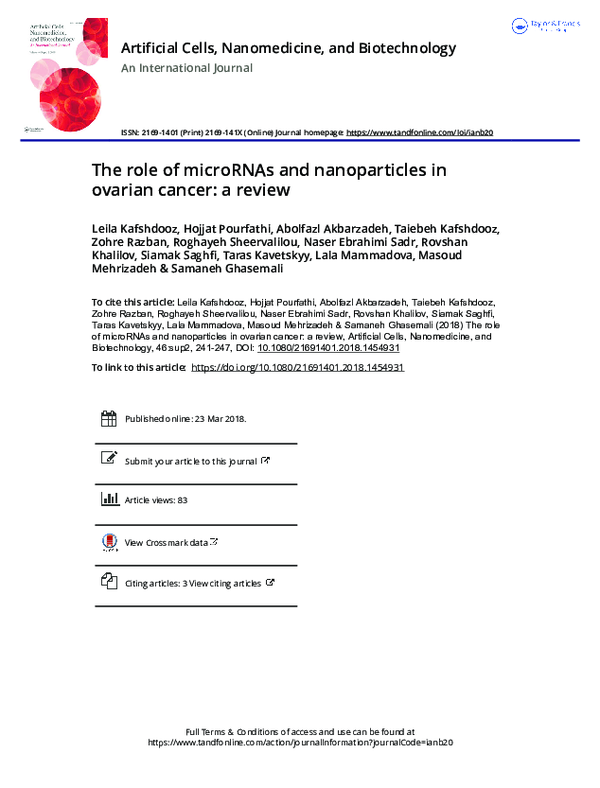 (PDF) The role of microRNAs and nanoparticles in ovarian cancer: a review