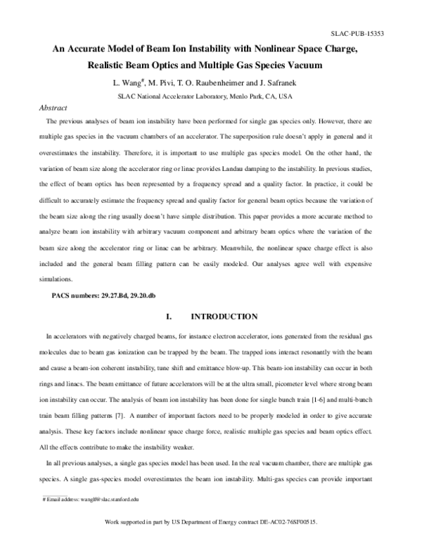 (PDF) An Accurate Model of Beam Ion Instability with Nonlinear Space ...