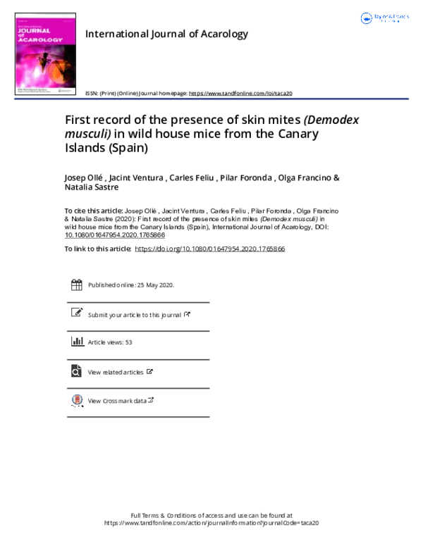 (PDF) First record of the presence of skin mites (Demodex musculi) in ...