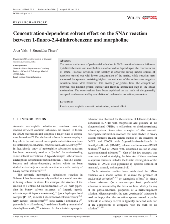 (PDF) Concentration-dependent solvent effect on the SNAr reaction ...