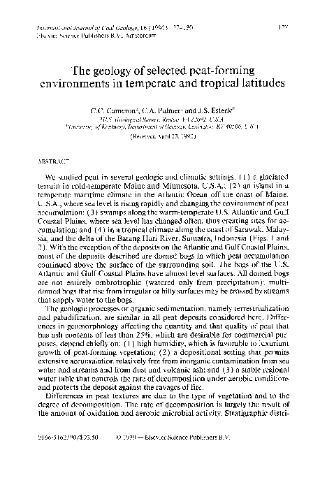 (PDF) The geology of selected peat-forming environments in temperate ...