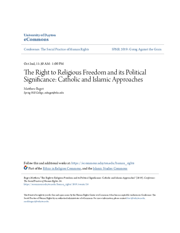 (PDF) The Right to Religious Freedom and its Political Significance ...