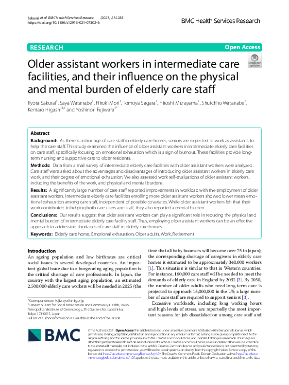 (PDF) Older assistant workers in intermediate care facilities, and ...