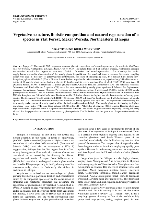 (PDF) Vegetative structure, floristic composition and natural ...