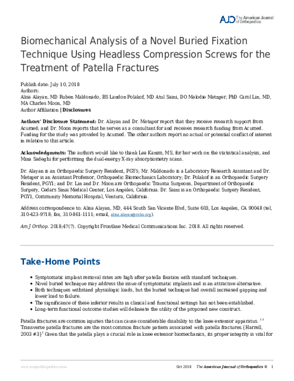 (PDF) Biomechanical Analysis of a Novel Buried Fixation Technique Using Headless Compression ...