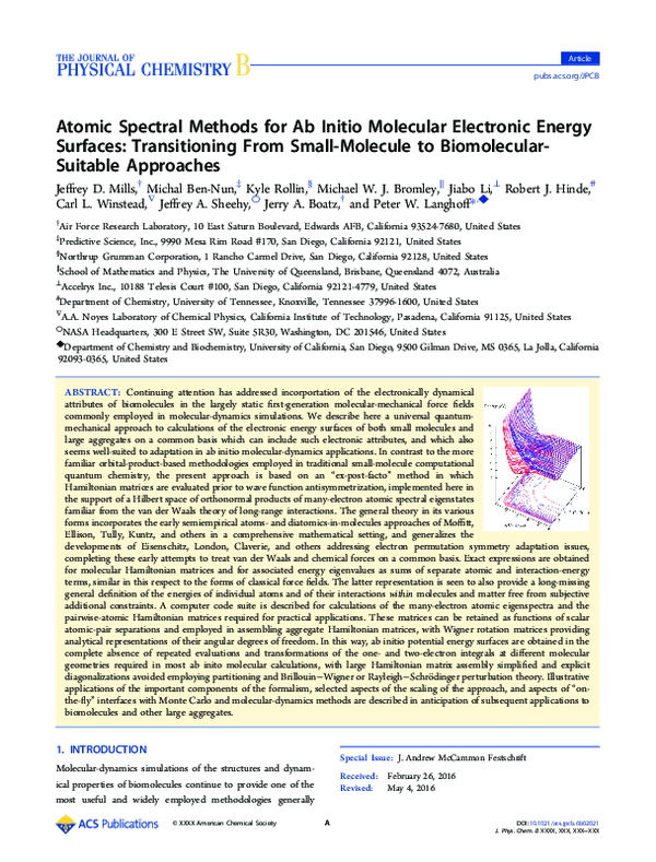 Pdf Atomic Spectral Methods For Ab Initio Molecular Electronic Energy Surfaces Transitioning