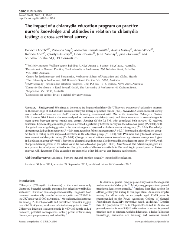 (PDF) The impact of a chlamydia education program on practice nurse