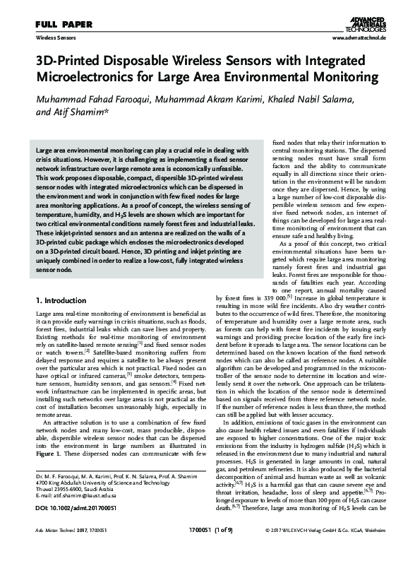 (PDF) 3D-Printed Disposable Wireless Sensors with Integrated ...