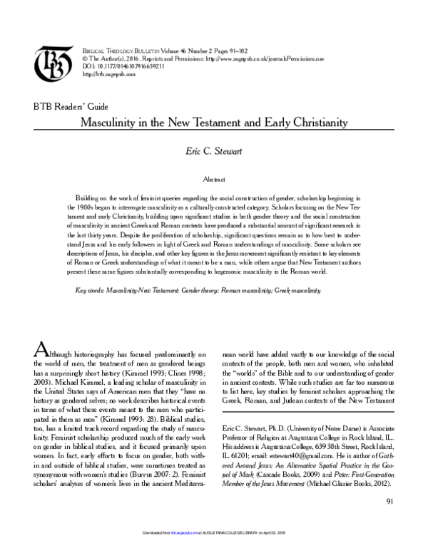 (PDF) Masculinity in the New Testament and Early Christianity
