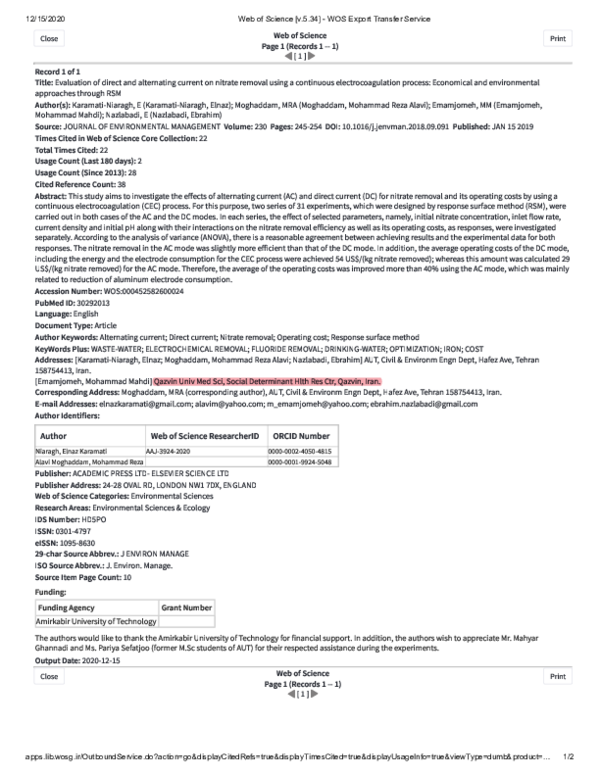 (PDF) Evaluation of direct and alternating current on nitrate removal ...