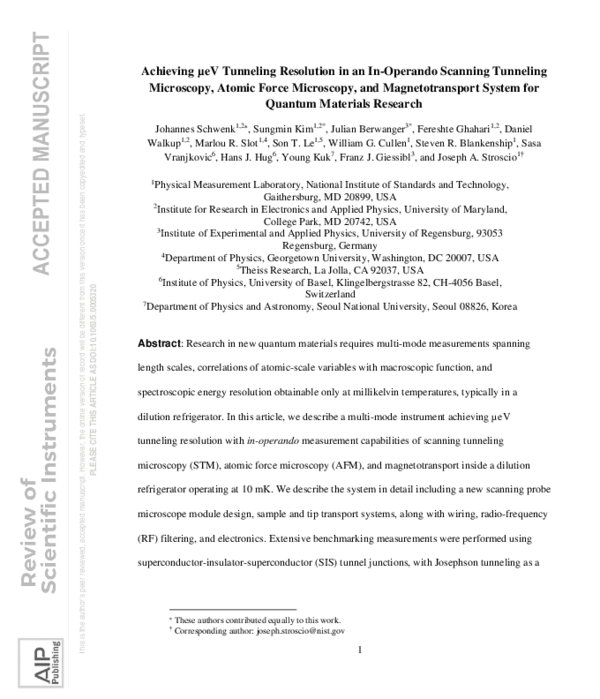 Pdf Achieving μev Tunneling Resolution In An In Operando Scanning Tunneling Microscopy Atomic