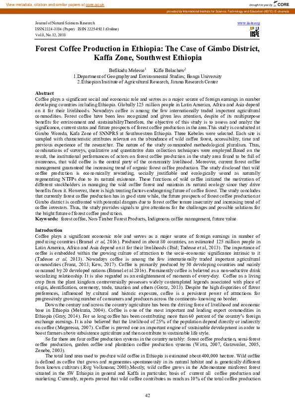 (PDF) Forest Coffee Production in Ethiopia: The Case of Gimbo District ...