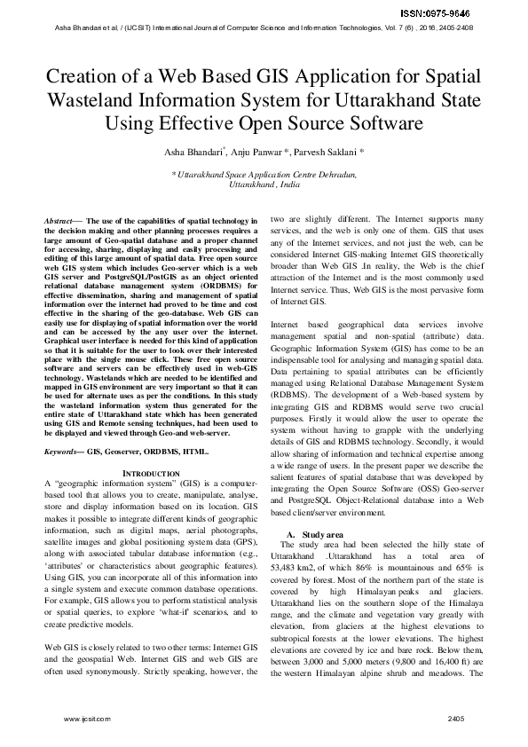 (PDF) Creation of a Web Based GIS Application for Spatial Wasteland Information System for ...