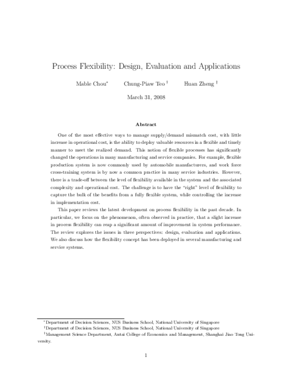 (PDF) Process flexibility: design, evaluation, and applications