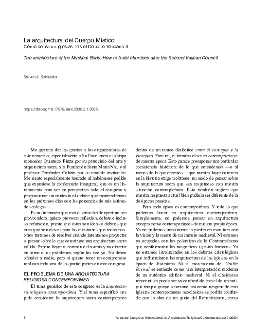 (PDF) The architecture of the Mystical Body. How to build churches ...