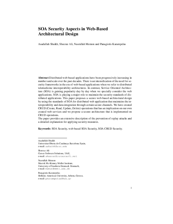 (PDF) SOA Security Aspects in Web-based Architectural Design