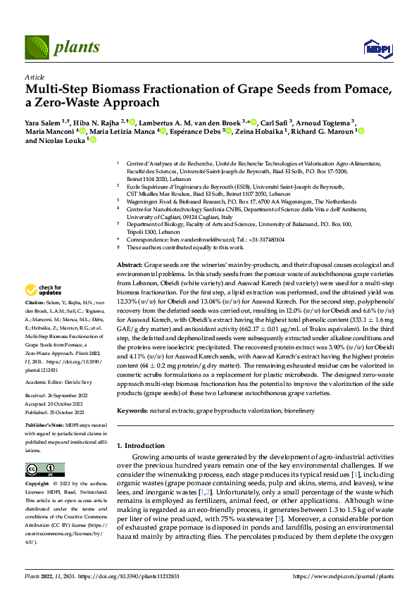 (PDF) Multi-Step Biomass Fractionation of Grape Seeds from Pomace, a ...