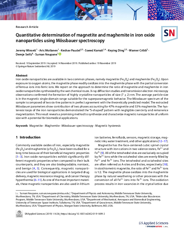 (PDF) Quantitative determination of magnetite and maghemite in iron ...
