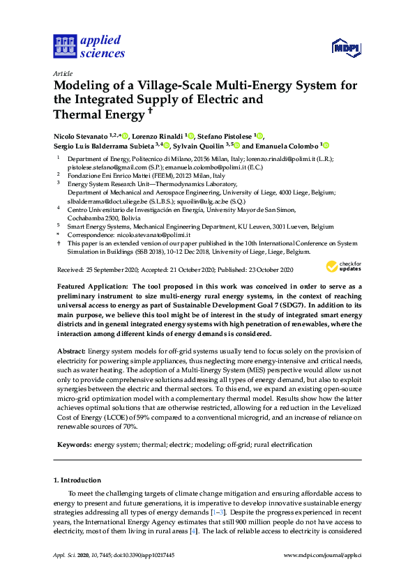 (PDF) Modeling of a Village-Scale Multi-Energy System for the ...