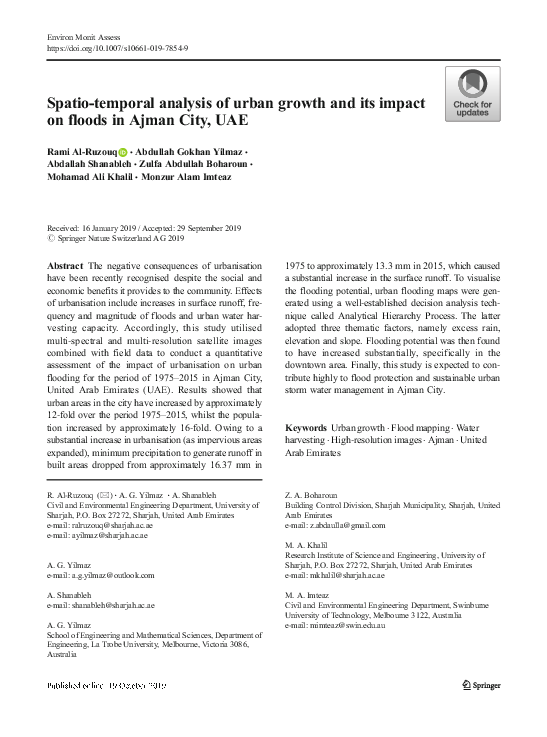 Pdf Spatio Temporal Analysis Of Urban Growth And Its Impact On Floods