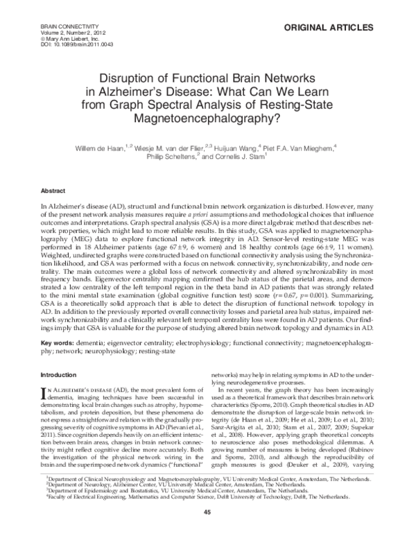 Pdf Disruption Of Functional Brain Networks In Alzheimers Disease What Can We Learn From