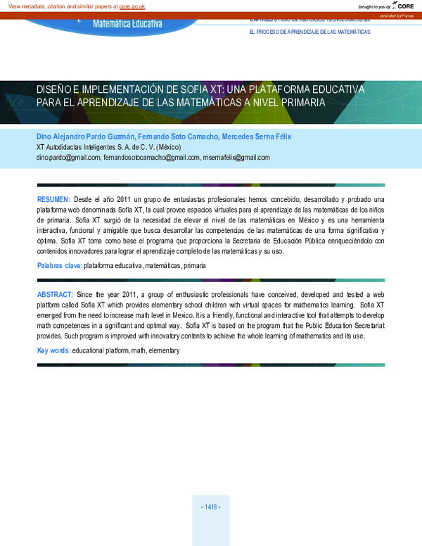 (PDF) Diseño e implementación de Sofía XT: una plataforma educativa ...