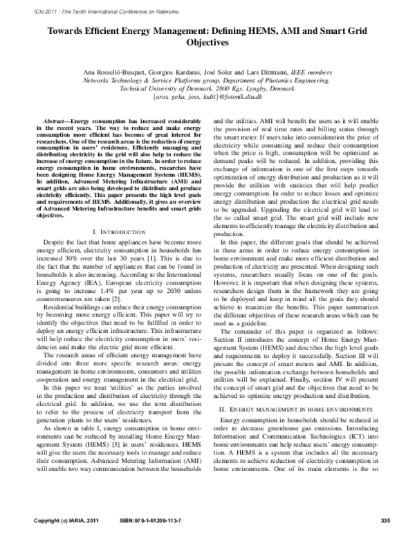 (PDF) Towards Efficient Energy Management: Defining HEMS, AMI and Smart ...