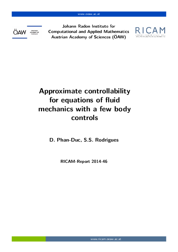(PDF) Approximate controllability for equations of fluid mechanics with ...