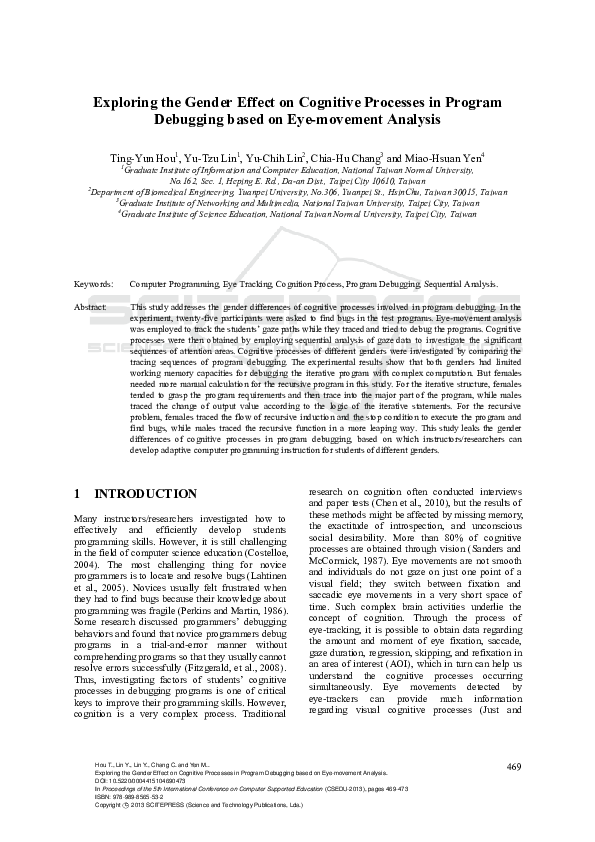 (PDF) Exploring the Gender Effect on Cognitive Processes in Program Debugging based on Eye ...