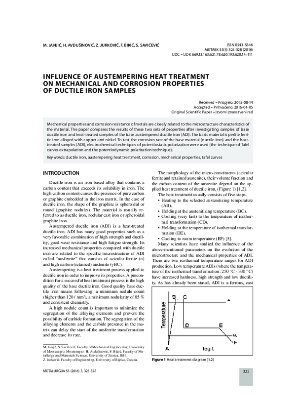 (PDF) Influence of austempering heat treatment on mechanical and corrosion properties of ductile ...