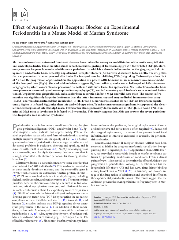 (PDF) Effect of Angiotensin II Receptor Blocker on Experimental ...