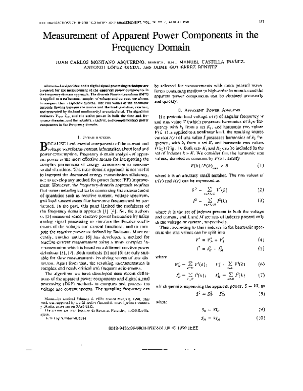 (PDF) Measurement of apparent power components in the frequency domain