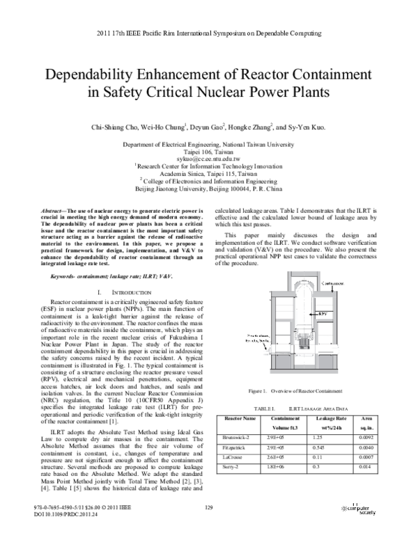 (PDF) Dependability Enhancement of Reactor Containment in Safety ...