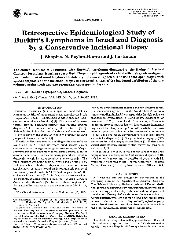 (PDF) Retrospective epidemiological study of Burkitt's lymphoma in ...