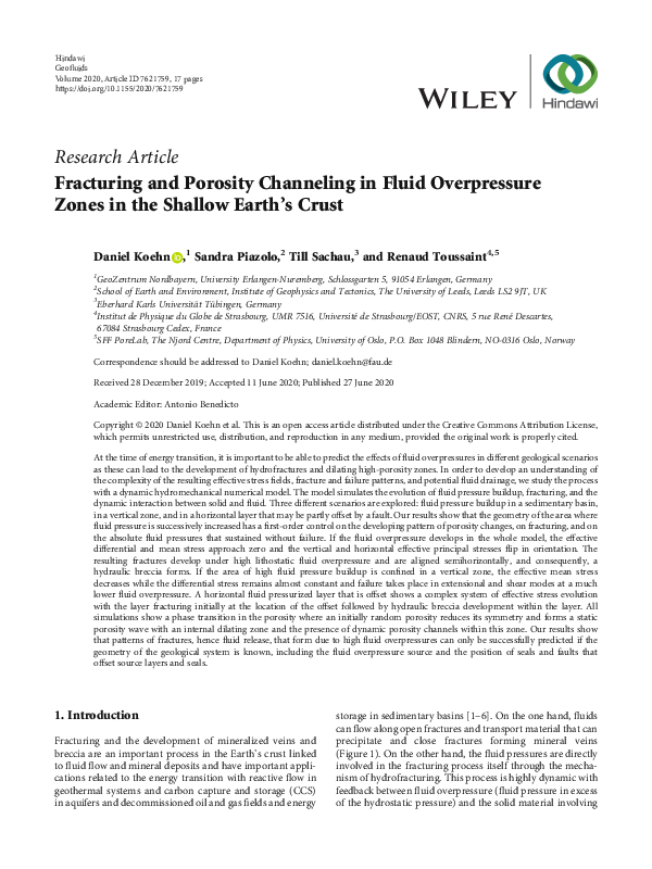 (PDF) Fracturing and Porosity Channeling in Fluid Overpressure Zones in ...