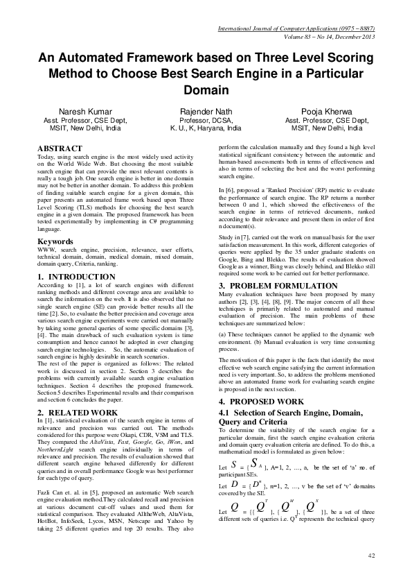 (PDF) An Automated Framework based on Three Level Scoring Method to ...