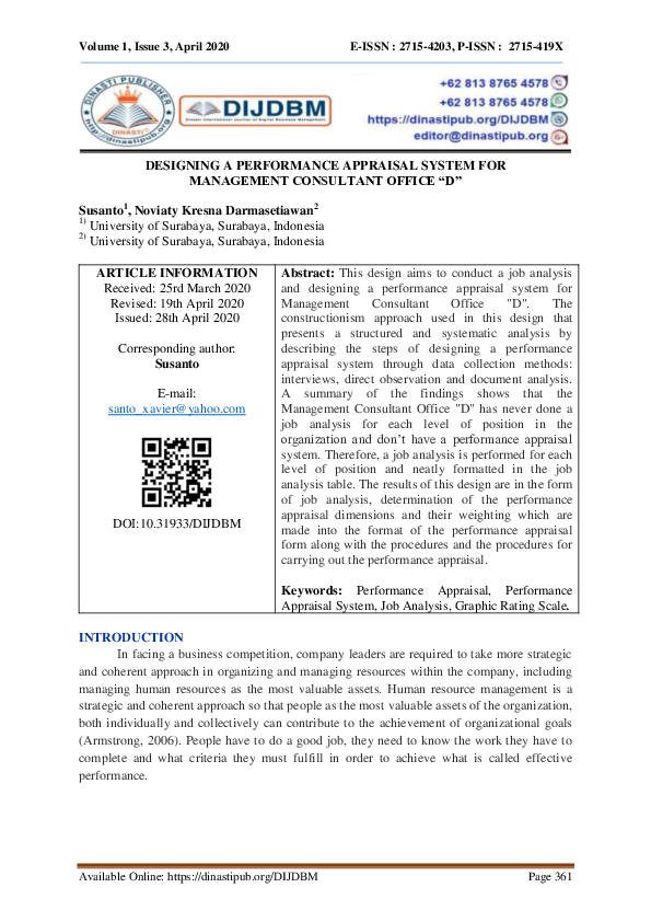 (PDF) Designing a Performance Appraisal System for Management ...