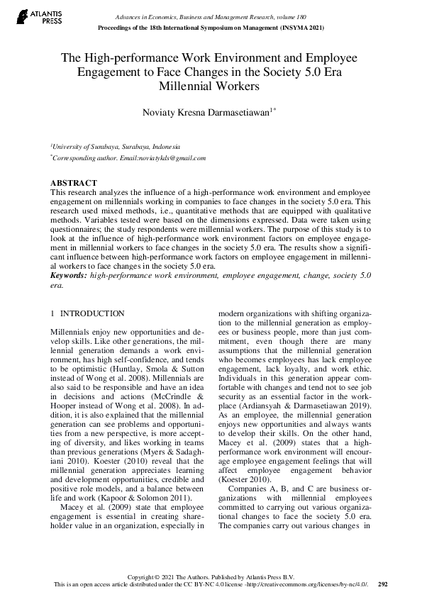 (PDF) The High-performance Work Environment and Employee Engagement to ...