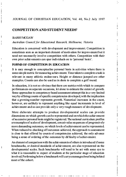 (PDF) Competition and Student Needs