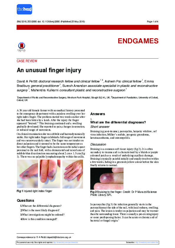 (PDF) An unusual finger injury | Mahendra Kulkarni - Academia.edu