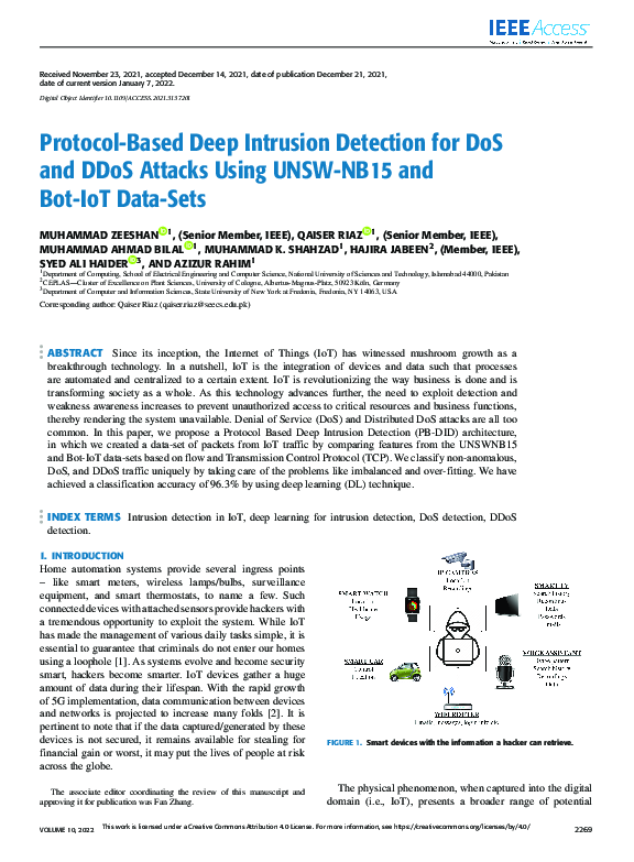 (PDF) Protocol-Based Deep Intrusion Detection for DoS and DDoS Attacks Using UNSW-NB15 and Bot ...