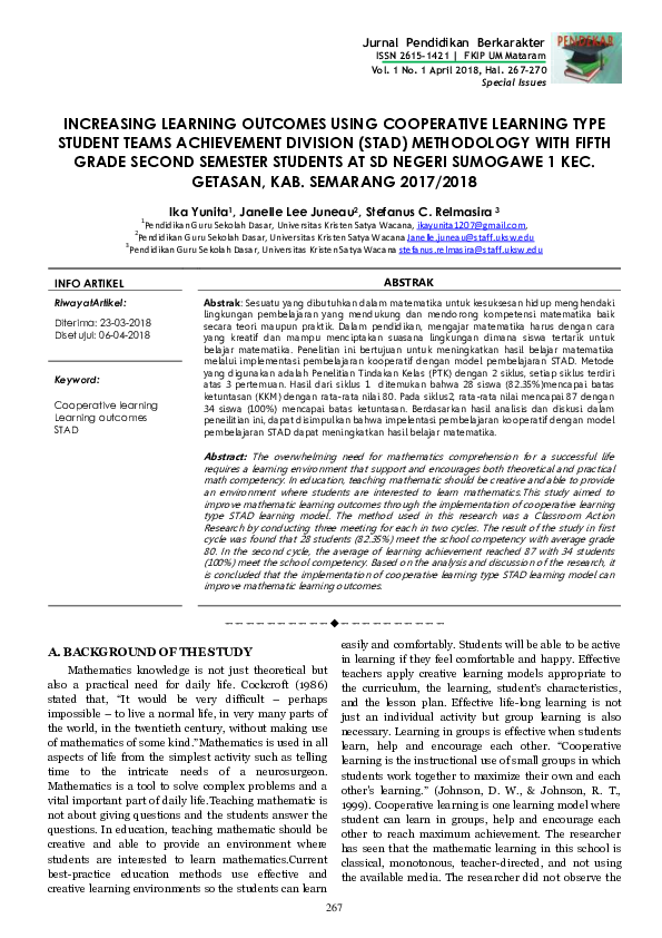 (PDF) Increasing Learning Outcomes Using Cooperative Learning Type ...