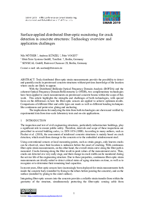 Pdf Surface Applied Distributed Fiber Optic Monitoring For Crack Detection In Concrete